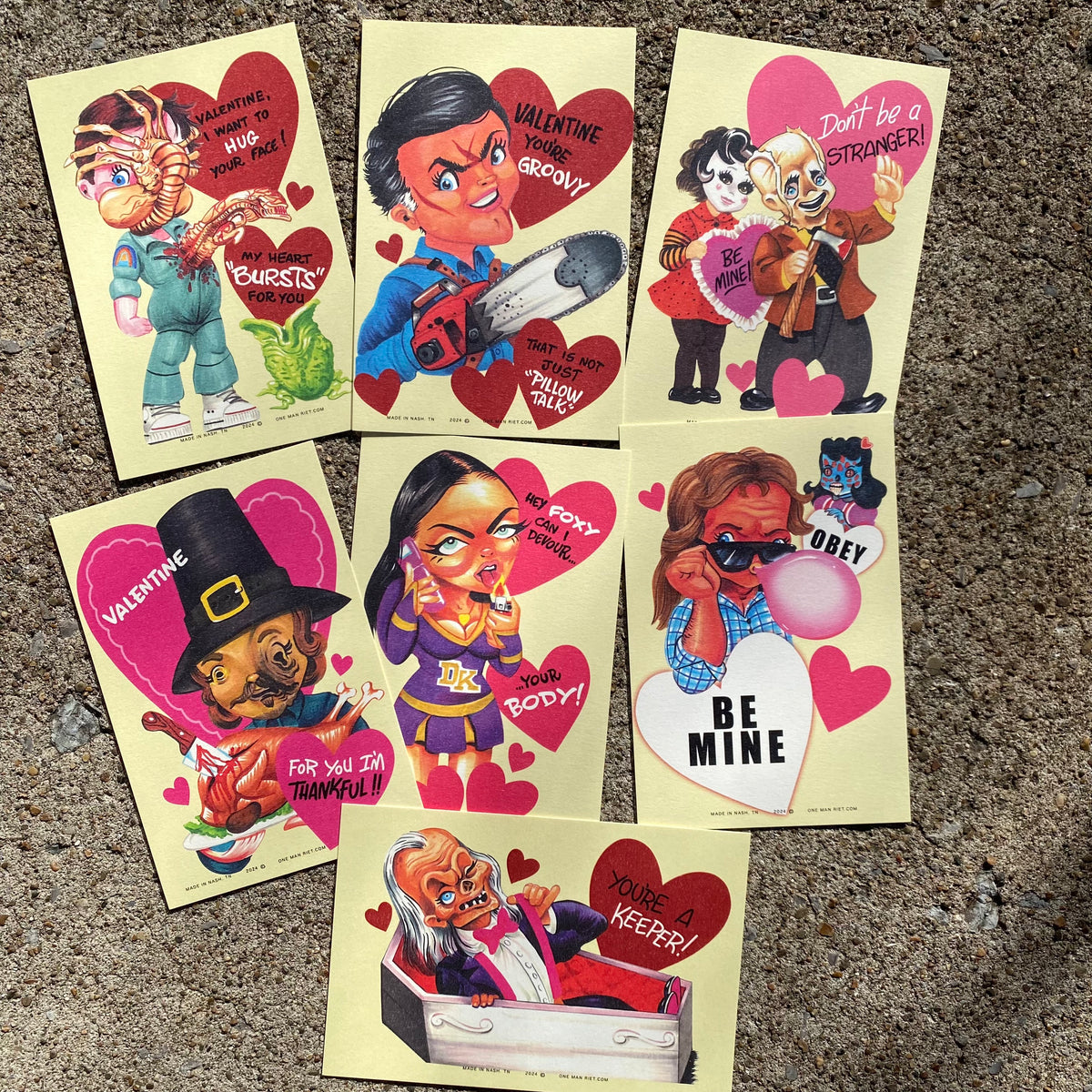 Set 15 Horror Valentines Cards – One Man Riet